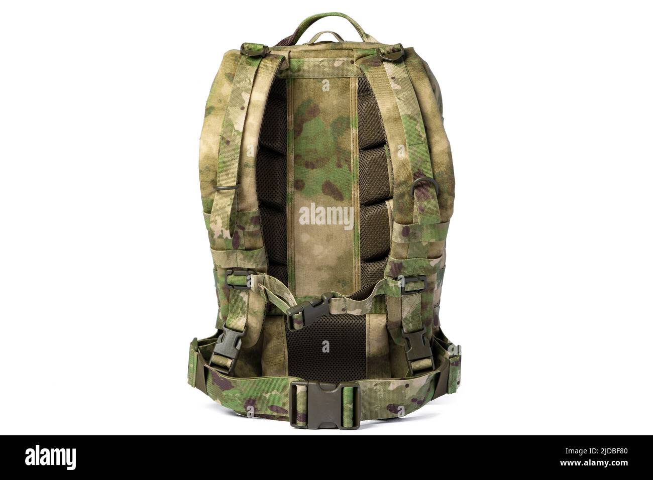 Military backpack isolated on a white background Stock Photo - Alamy