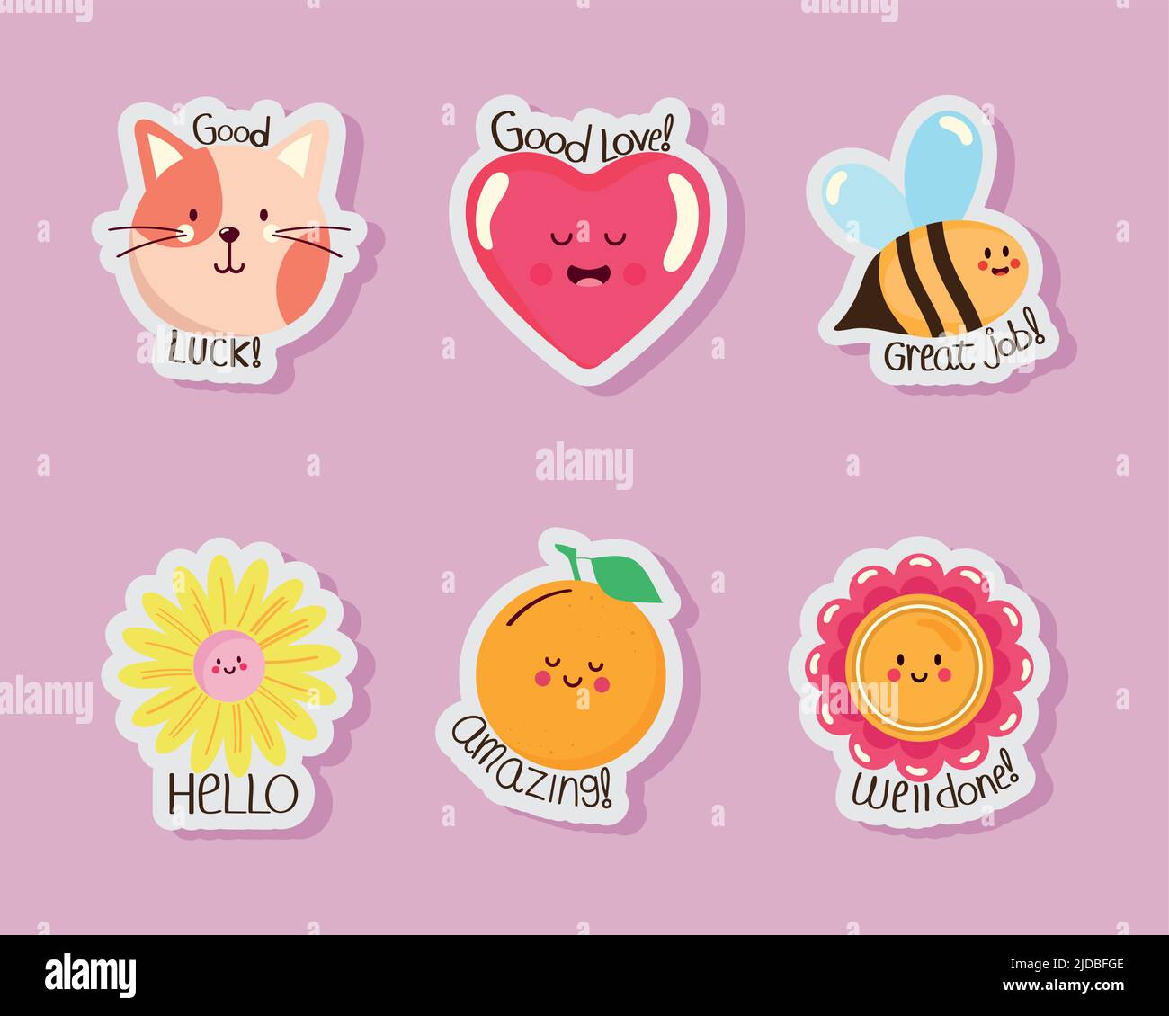 six positive stickers icons Stock Vector Image & Art - Alamy
