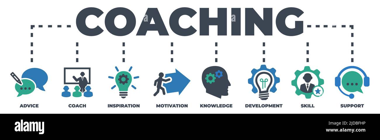 COACHING Concept with icons and signs on white Stock Vector Image & Art ...
