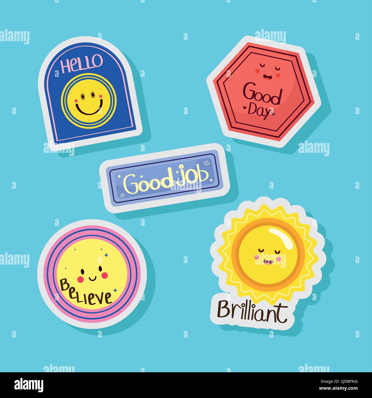 five positive stickers icons Stock Vector Image & Art - Alamy