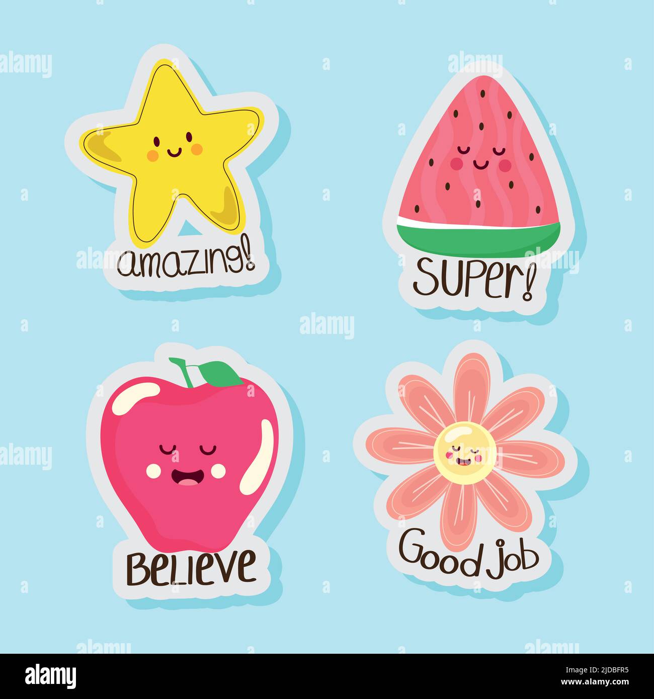 four positive stickers icons Stock Vector Image & Art - Alamy