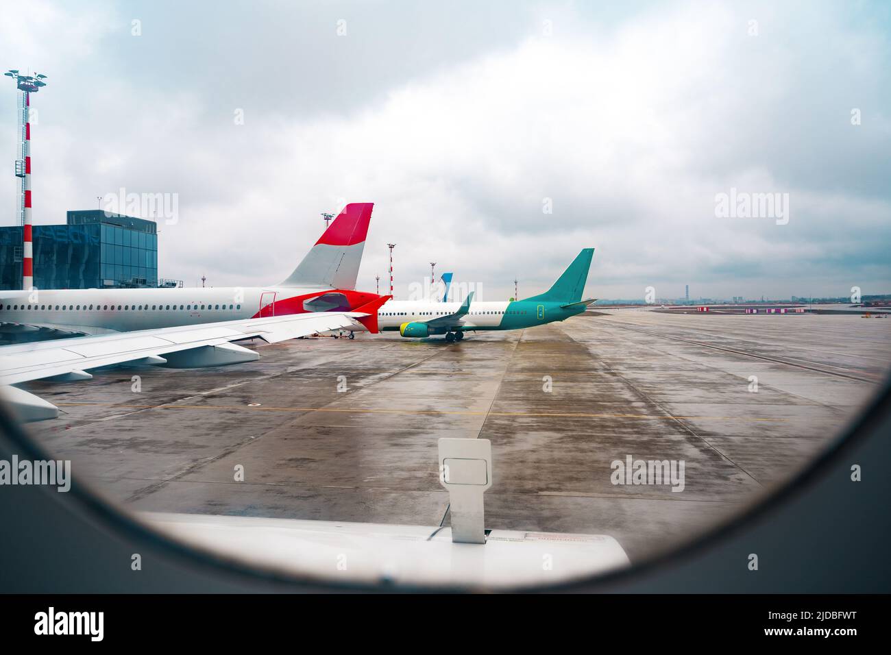View through window of aircraft during flight Stock Photo - Alamy