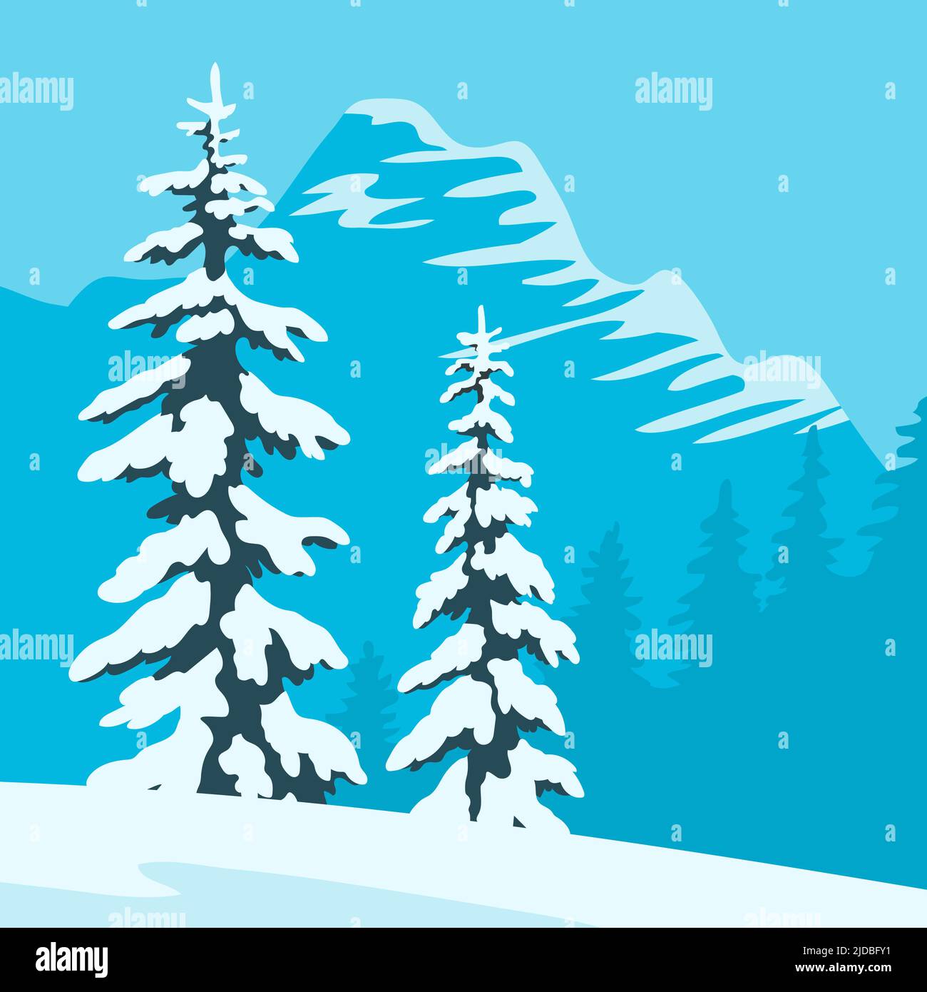 Winter snowy forest. Ate in the snow. Beautiful mountain landscape ...