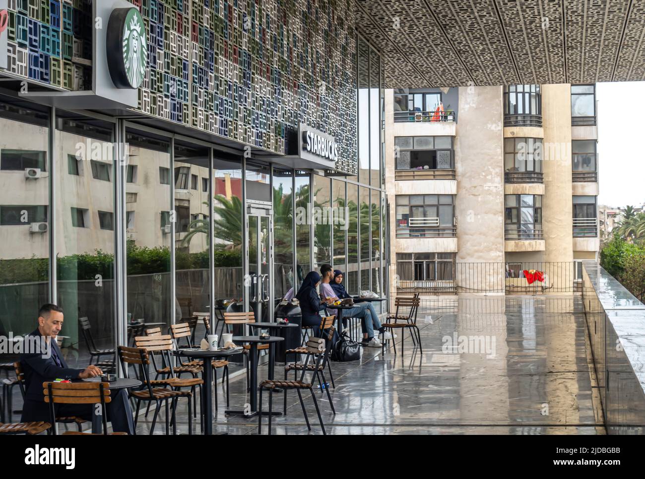 Starbucks cafe and restaurant inside the Train station of Casablanca ...