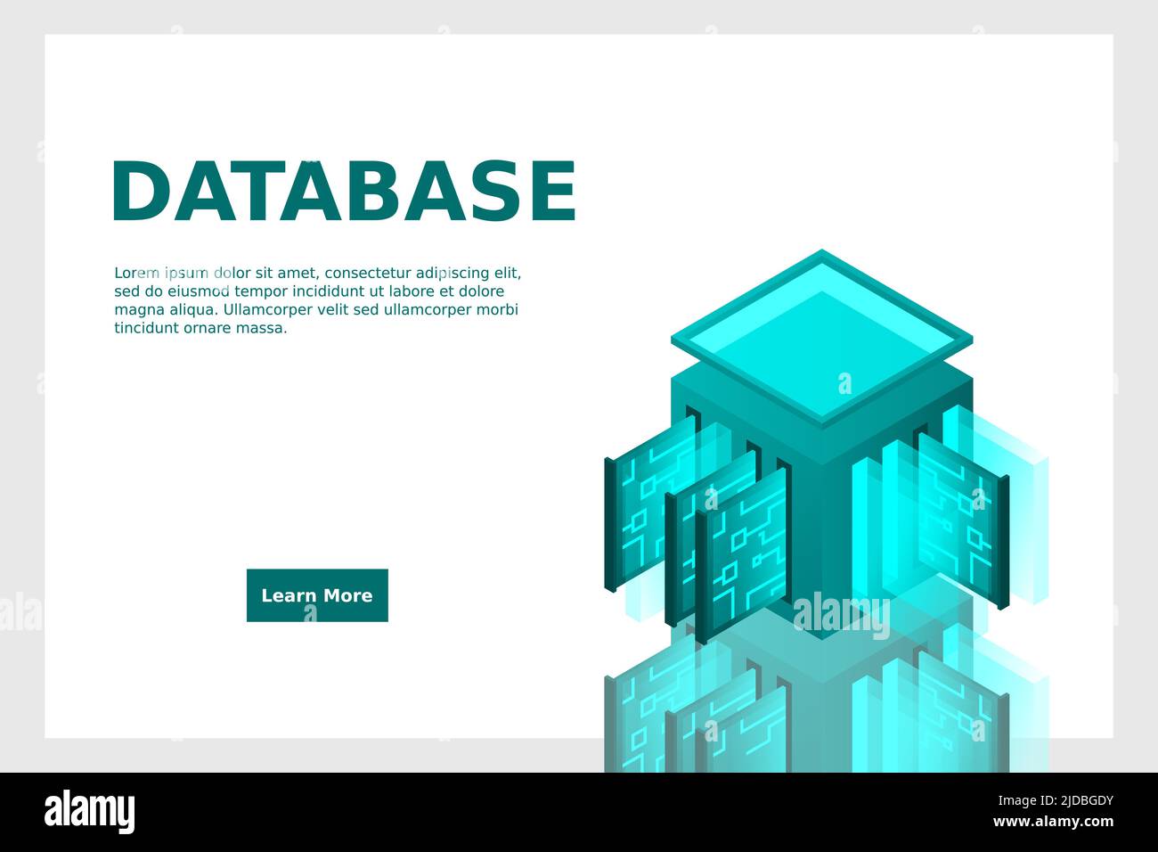 Data center isometric icon, database and cloud data storage concept, PCB slot, server room ...