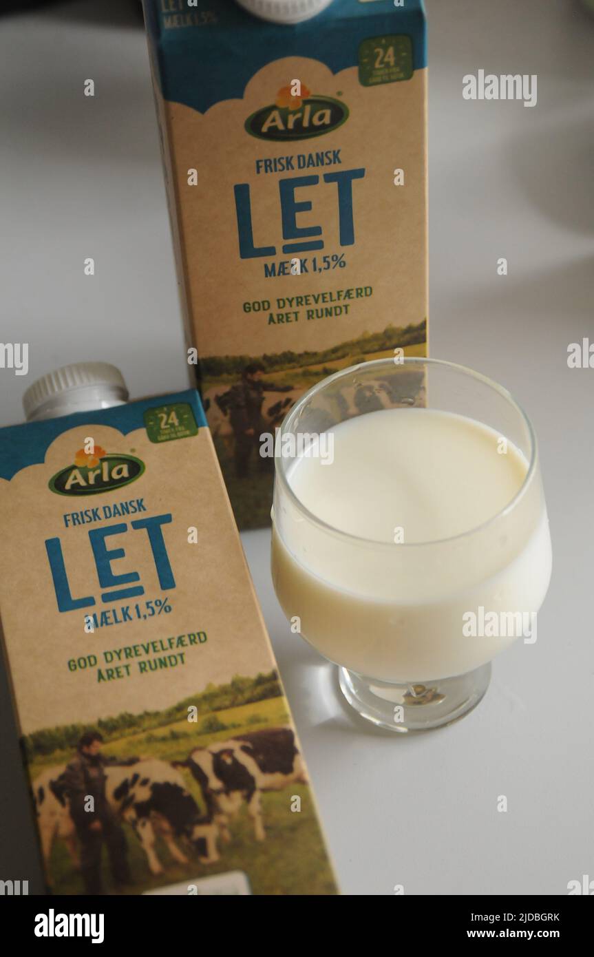 Copenhagen /Denmark/20 June 2022/ Danish light milk 1,5% fat arla milk ...