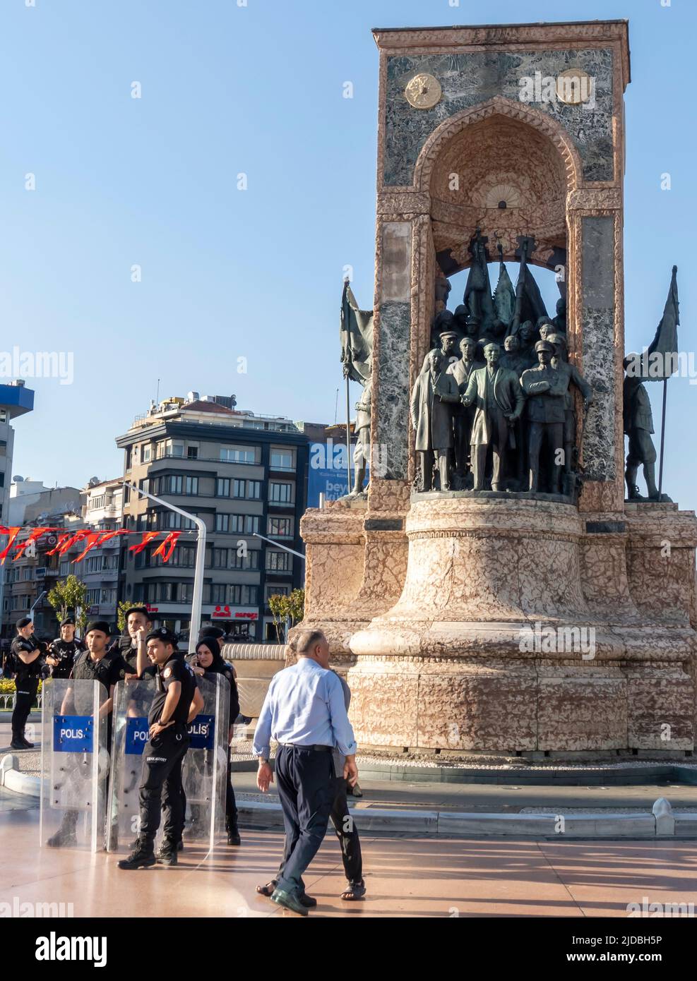 Turkish police near Taksim Republic Monument, Istanbul, Turkey Stock ...