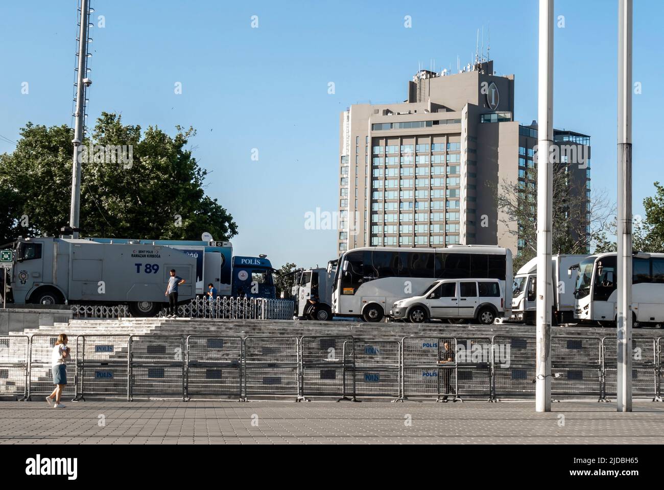 Turkish police vehicles on Taksim square, Istanbul, Turkey Stock Photo ...