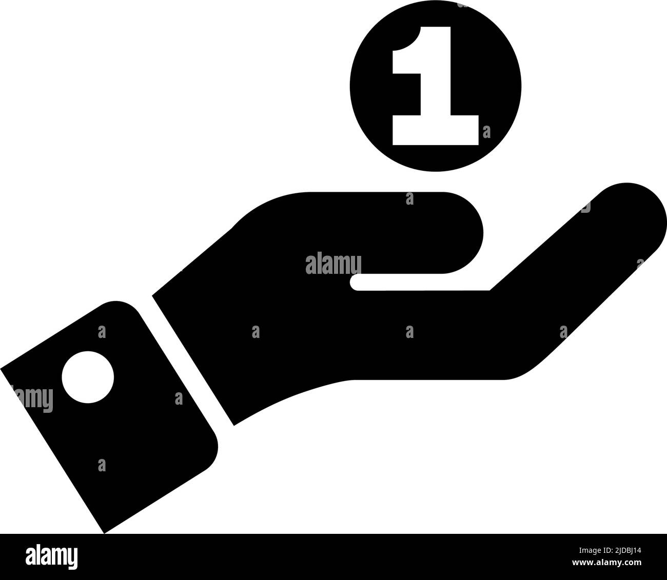 Hand Holding One Coin, Money Income. Flat Vector Icon illustration ...