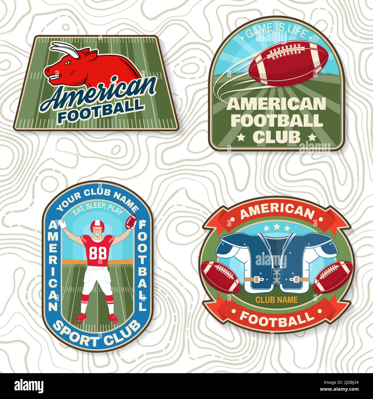 Set of american football or rugby club embroidery patch. Vector for ...