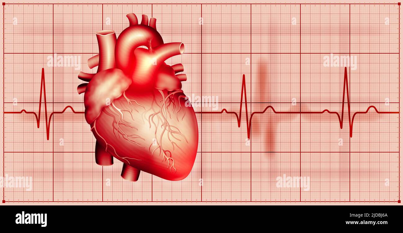 Cardiology. Healthy heart concept. Heartbeat, Pulse Monitor and 3d ...