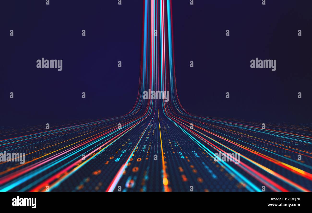 High-speed data transfer. Big data visualization, internet technology ...