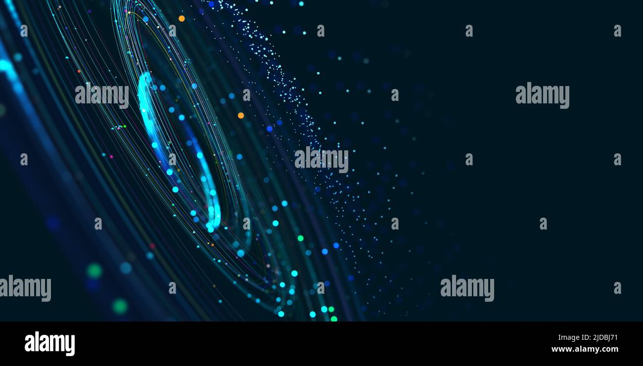 Big Data concept. Digital neural network. Introduction of artificial intelligence. Cyberspace of ...