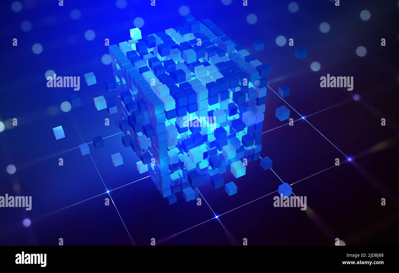 Digital world. Blocks of information collected in a nanostructure ...