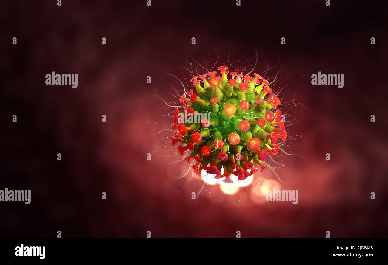 Viral mutations. Research of viral genome. Germ, virus, microbe ...