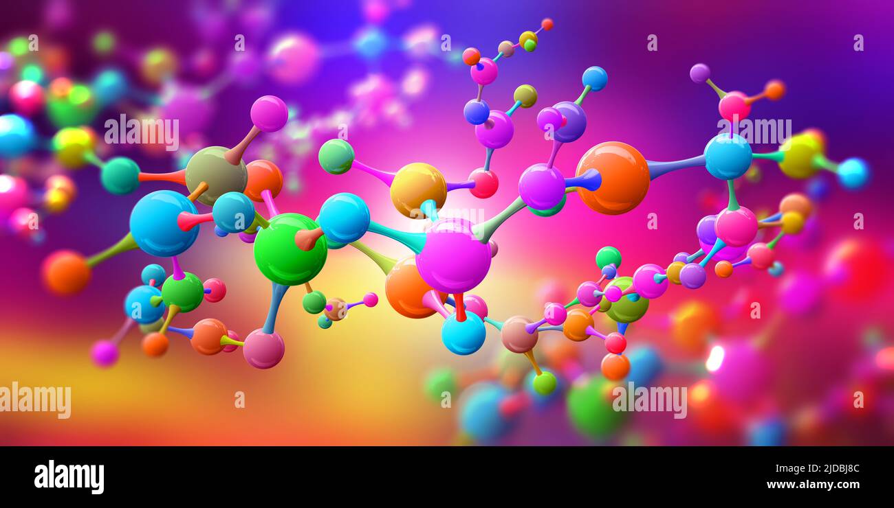 Bright, colorful model. Science background with molecule. Abstract ...