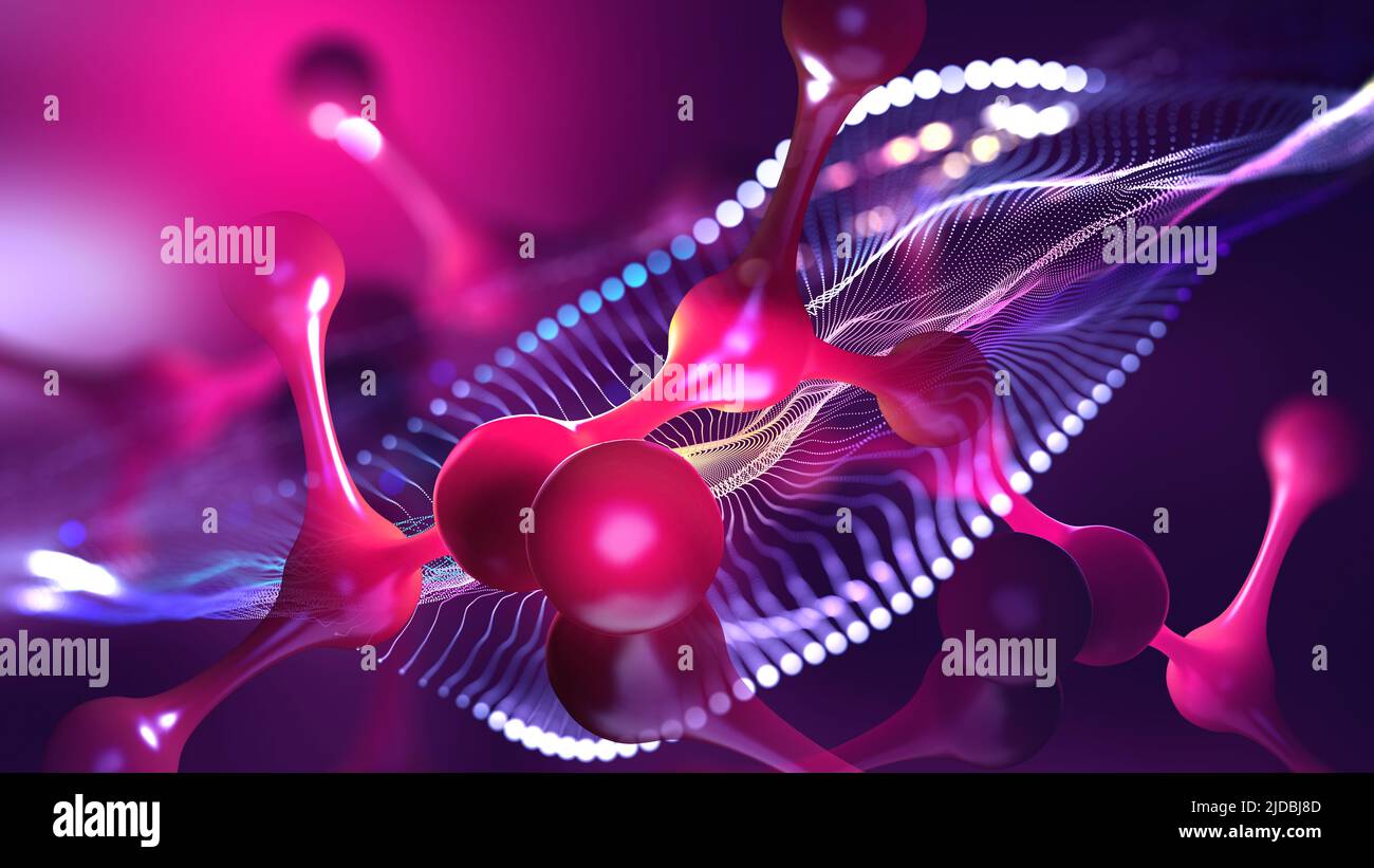 Abstract medical wallpaper. Nano molecule 3D illustration. Innovative ...