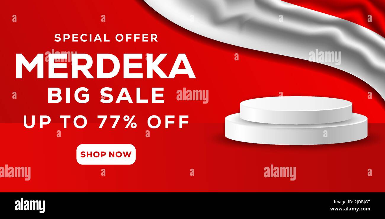 merdeka sale banner promotion with a podium for display products ...