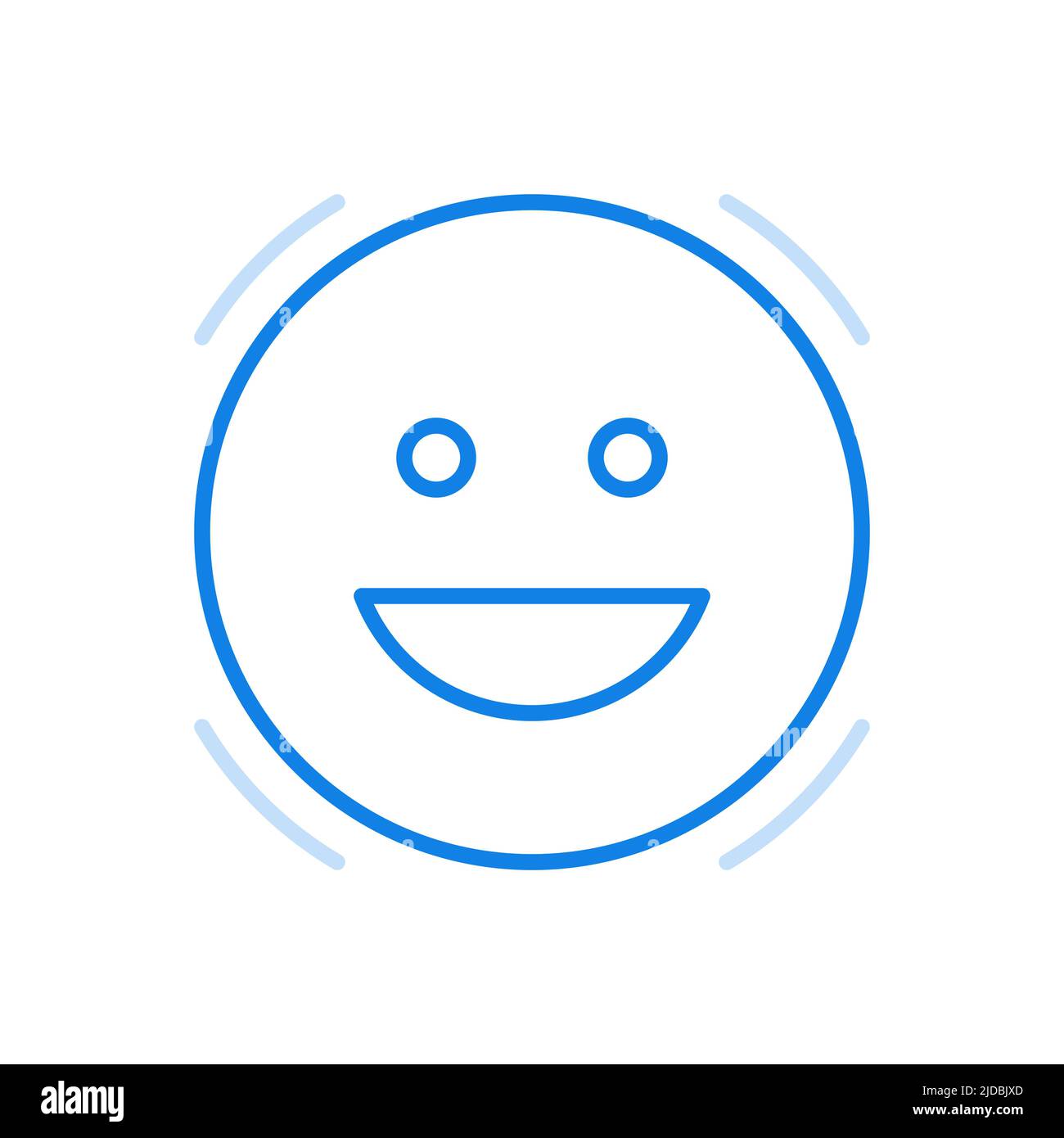 Smiling emoticon vector line icon. Happy round character with emotional ...