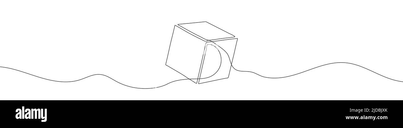 Continuous line drawing of cube icon. Cube linear icon. One line ...