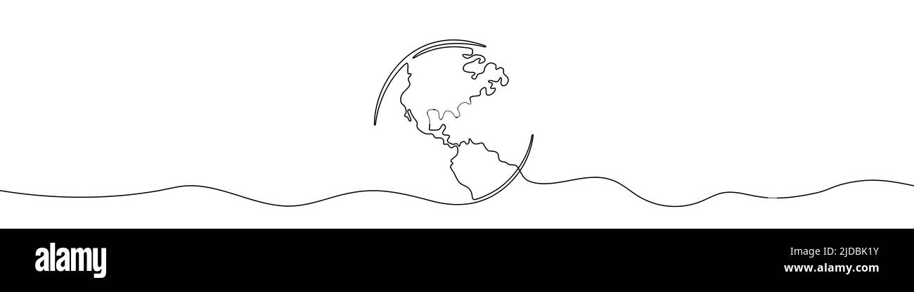 One continuous line drawing of Earth. Vector illustration. Earth globe ...