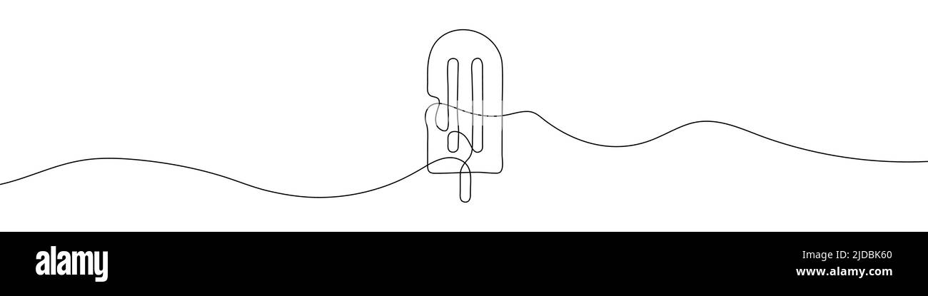 Continuous line drawing of ice cream. Ice cream one line icon. One line ...