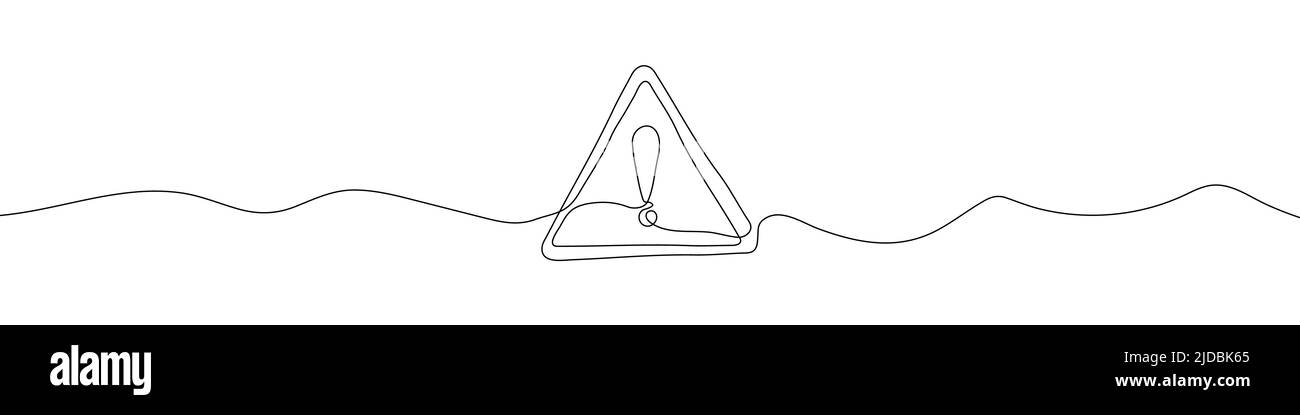 Exclamation mark linear background. One continuous line drawing of ...
