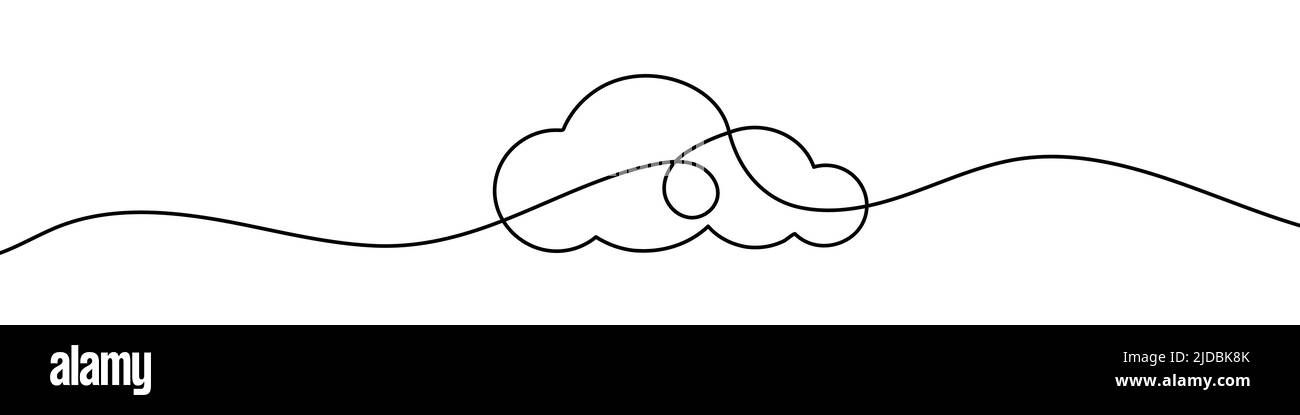 Continuous line drawing of cloud. Cloud linear icon. One line drawing background. Vector ...