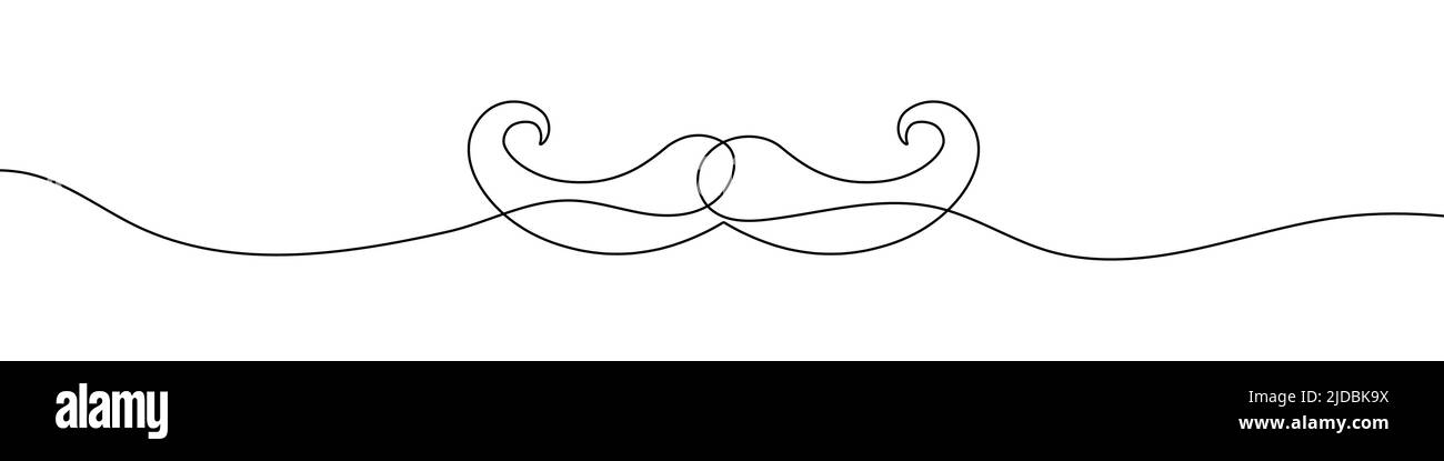 Linear background of mustache. One continuous line drawing of a ...