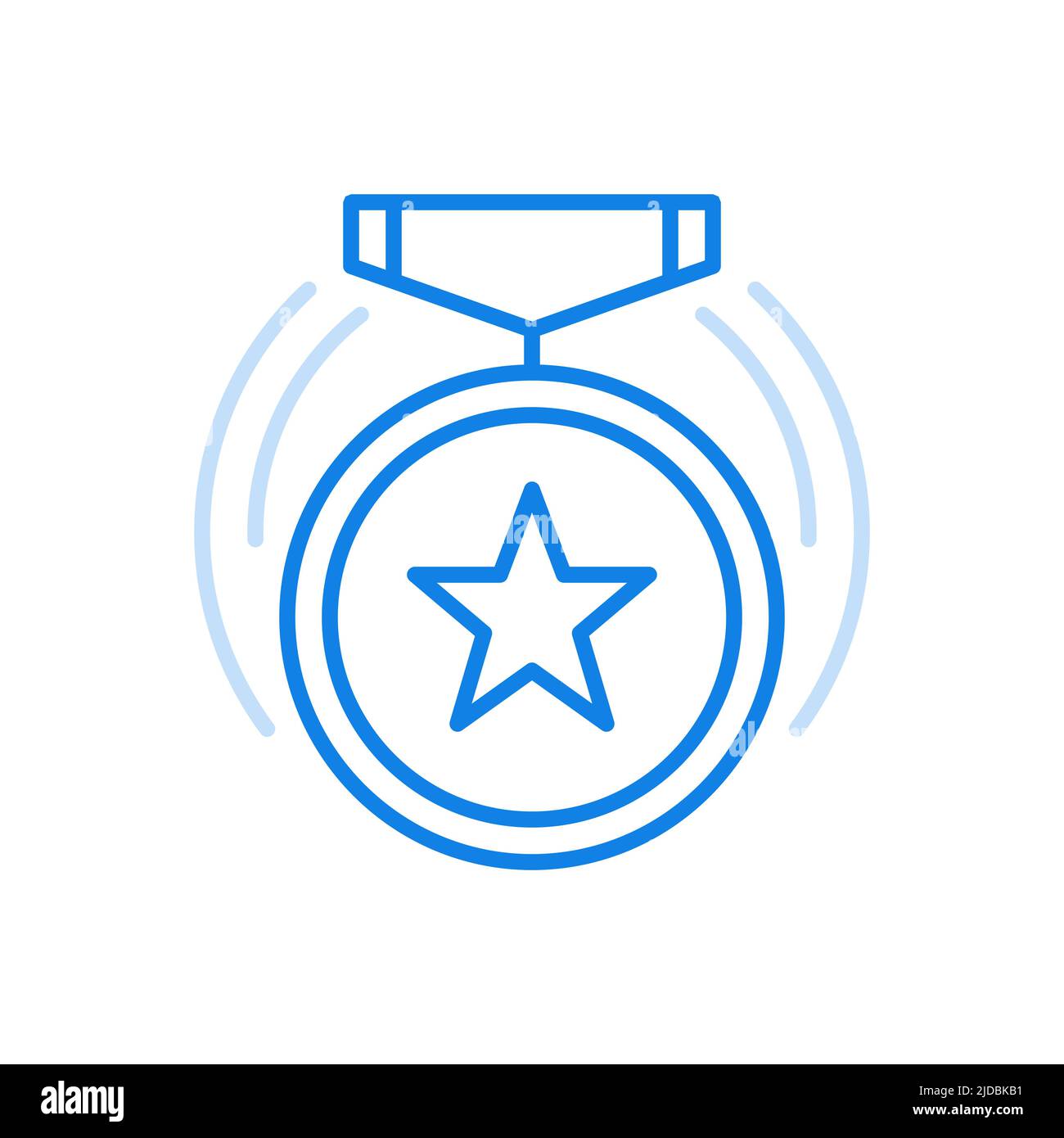 Medal with star vector line icon. Competition winner award. Quality ...