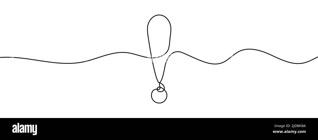 Exclamation mark linear background. One continuous line drawing of ...