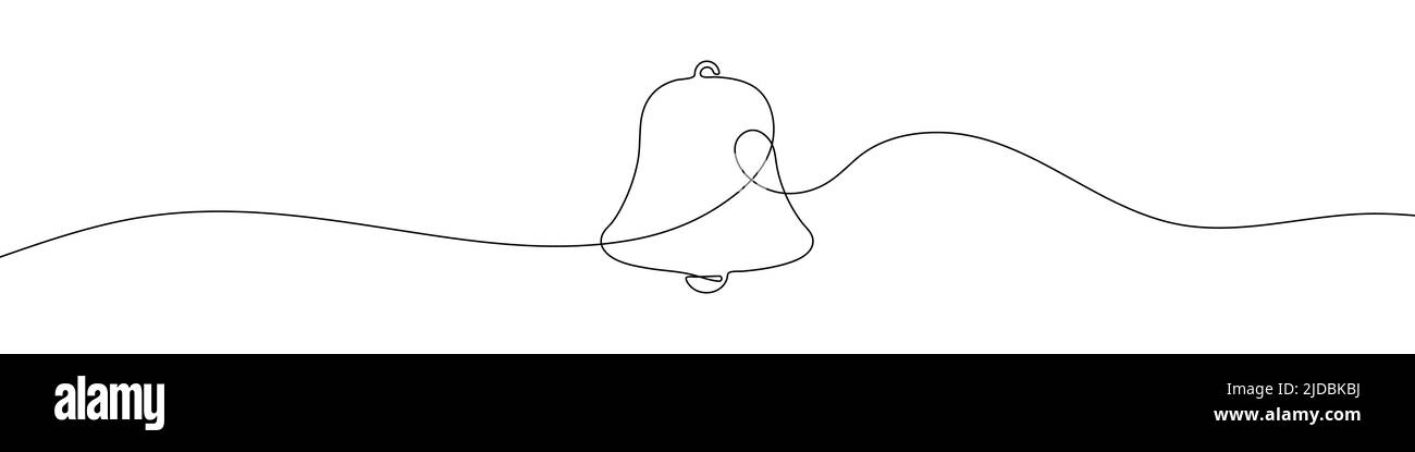 Linear background of bell. One continuous line drawing of a bell ...