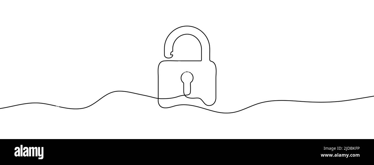Continuous line drawing of padlock. Lock linear icon. One line drawing ...