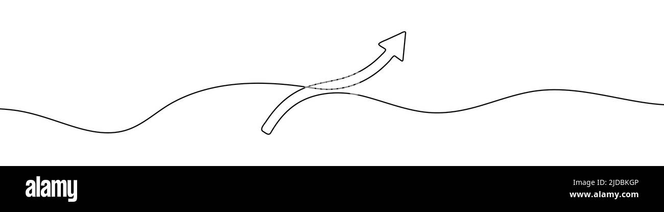 Continuous line drawing of up arrow. Up arrow linear icon. One line ...