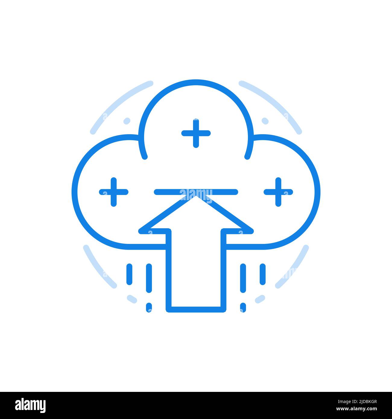 Loading files from cloud service vector line icon. Storage information ...