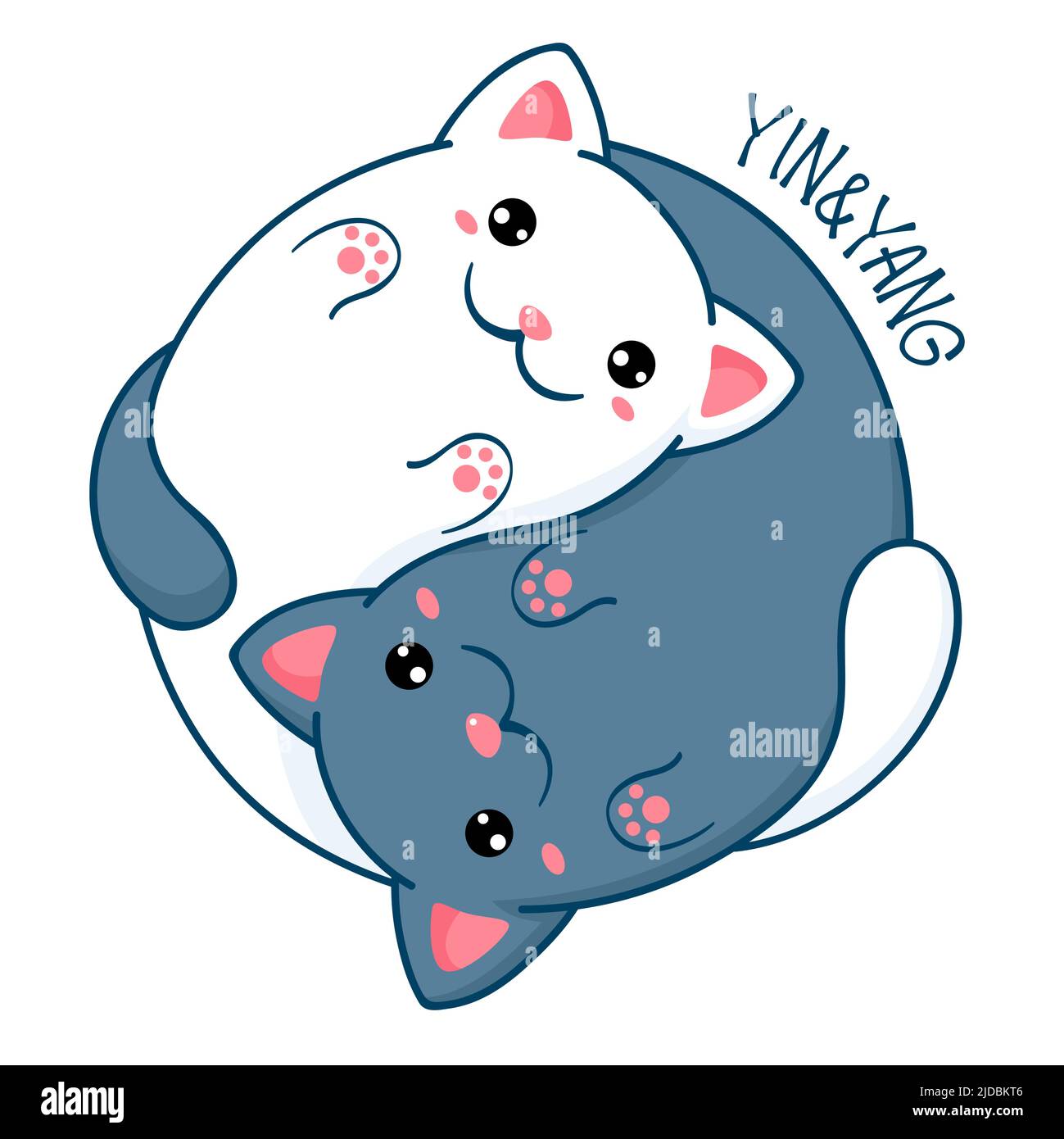 Yin yang cat. Two cute black and white cats in the shape of yin yang ...