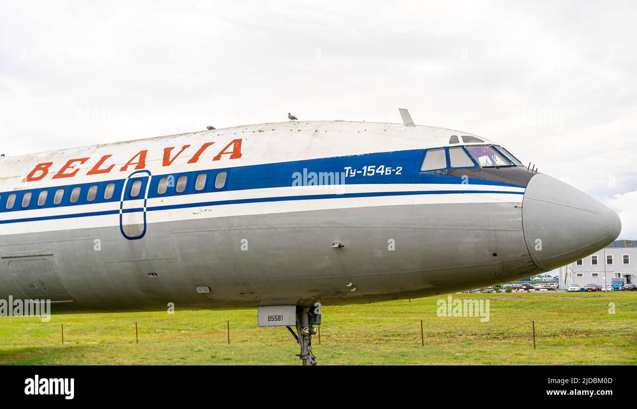 Tu 154 B2 aircraft airplane model set in the outdoor aviation museum ...