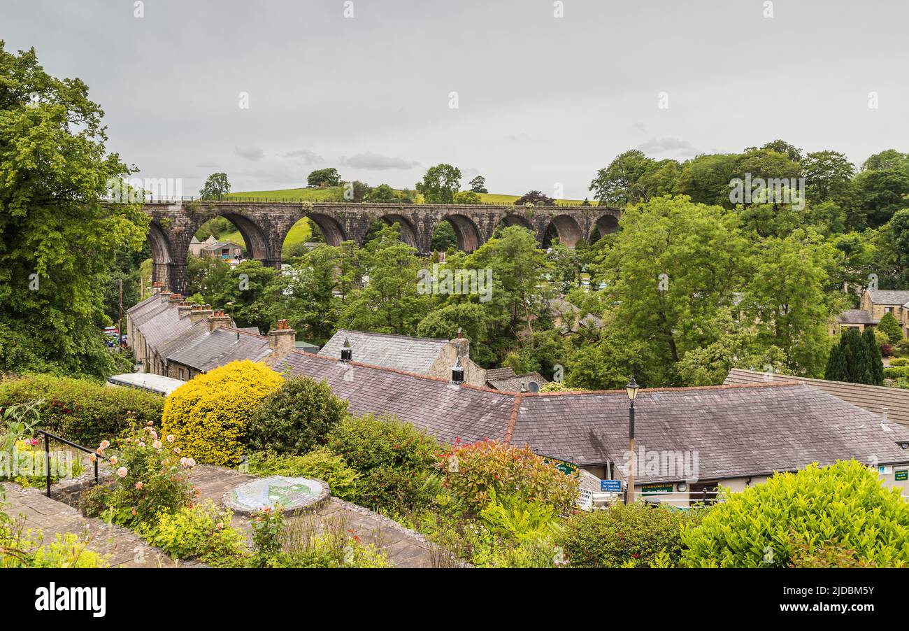 The disused Ingleton Viaduct seen crossing the valley where the pretty ...