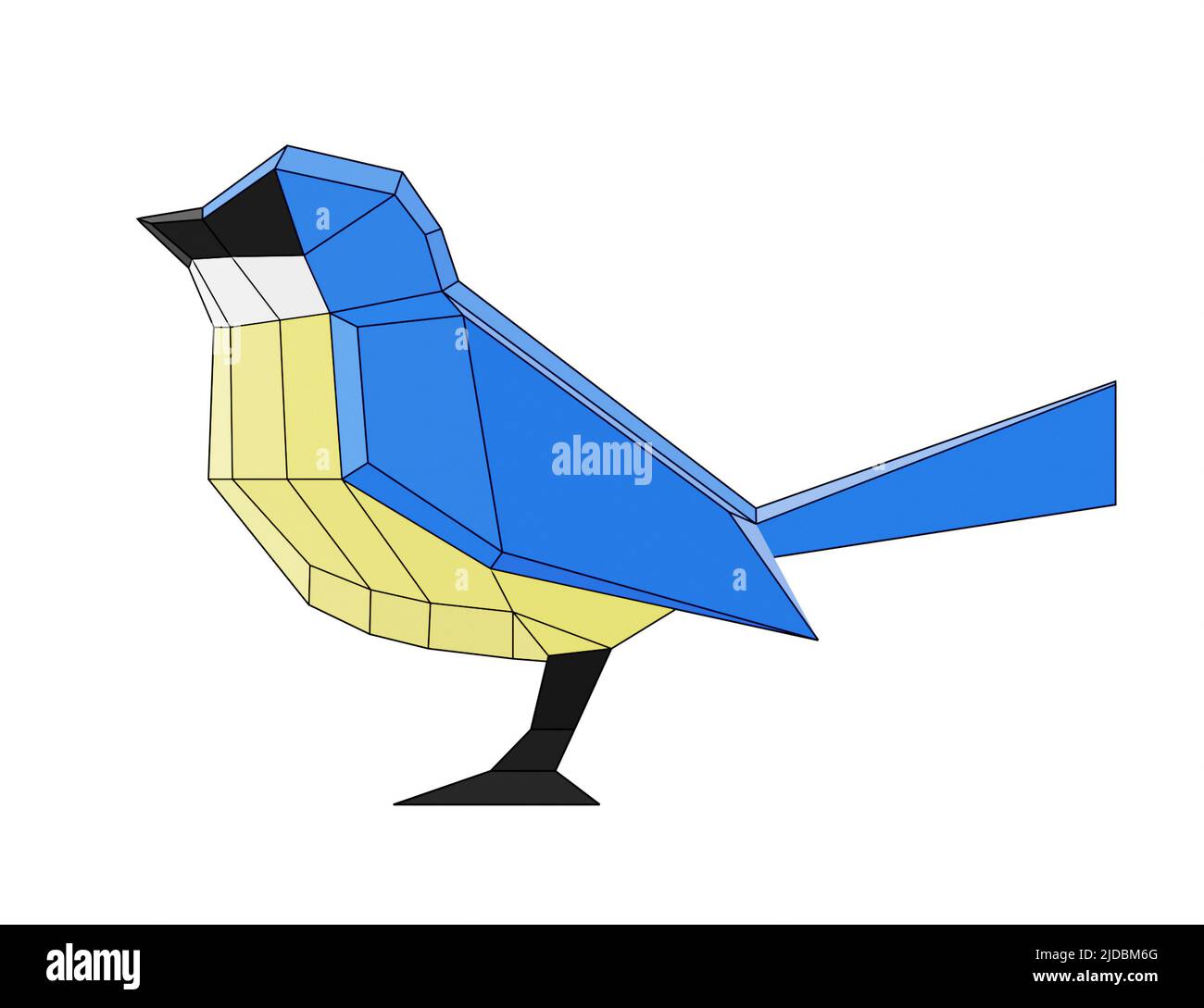 Wireframe Low Poly Bird Tit, titmouse, 3d rendered Stock Photo - Alamy