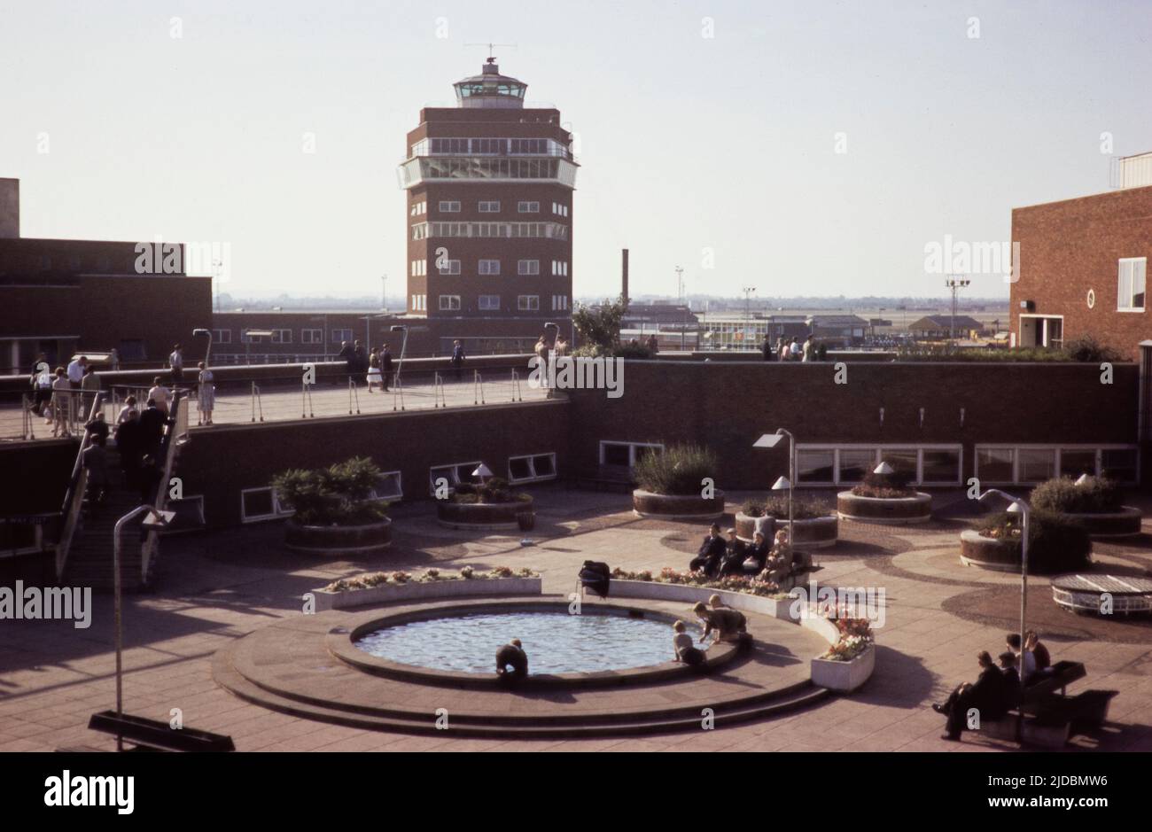Control Tower from roof garden, Heathrow airport, London, England, UK ...