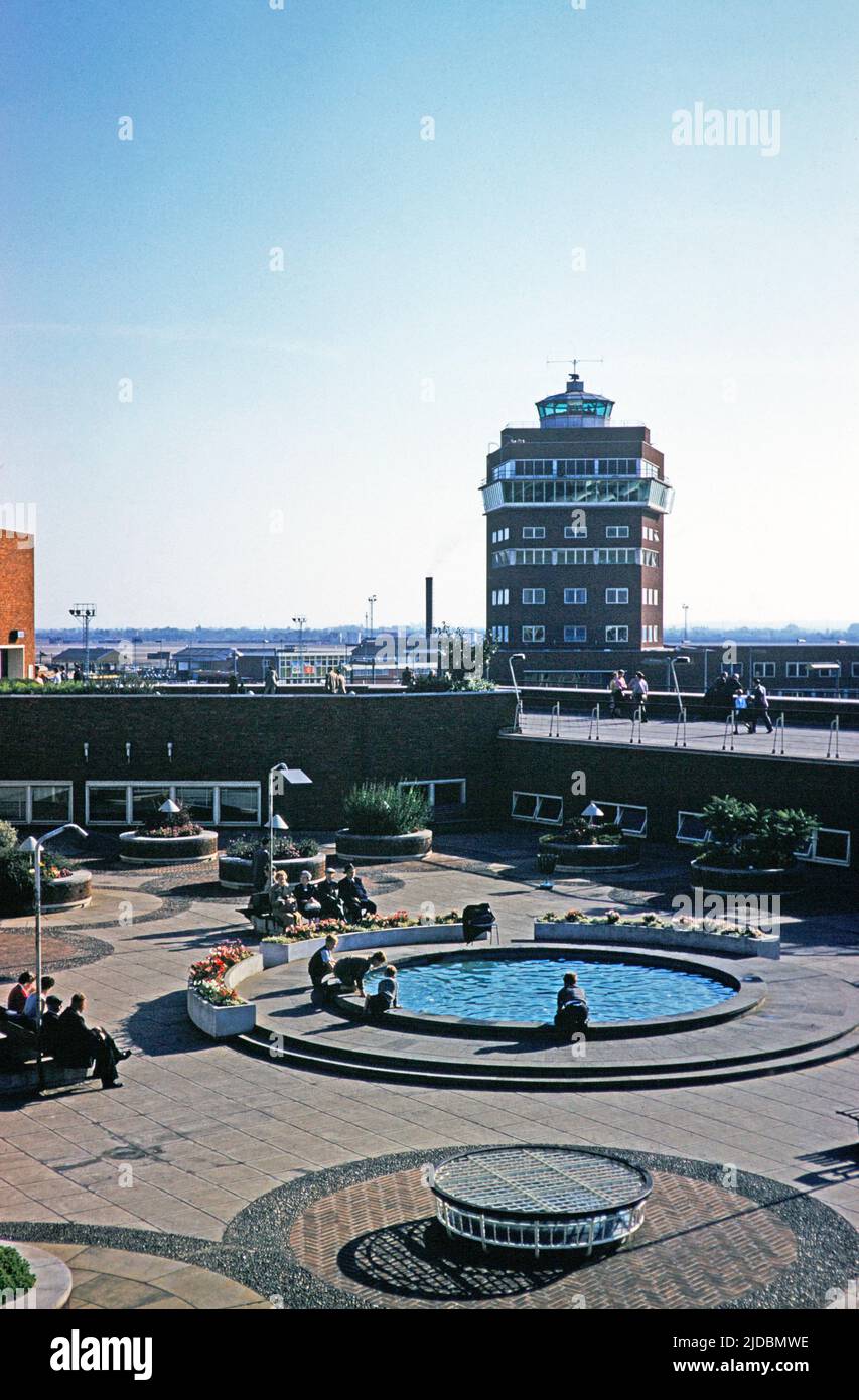 Control Tower from rooftop garden, Heathrow airport, London, England ...