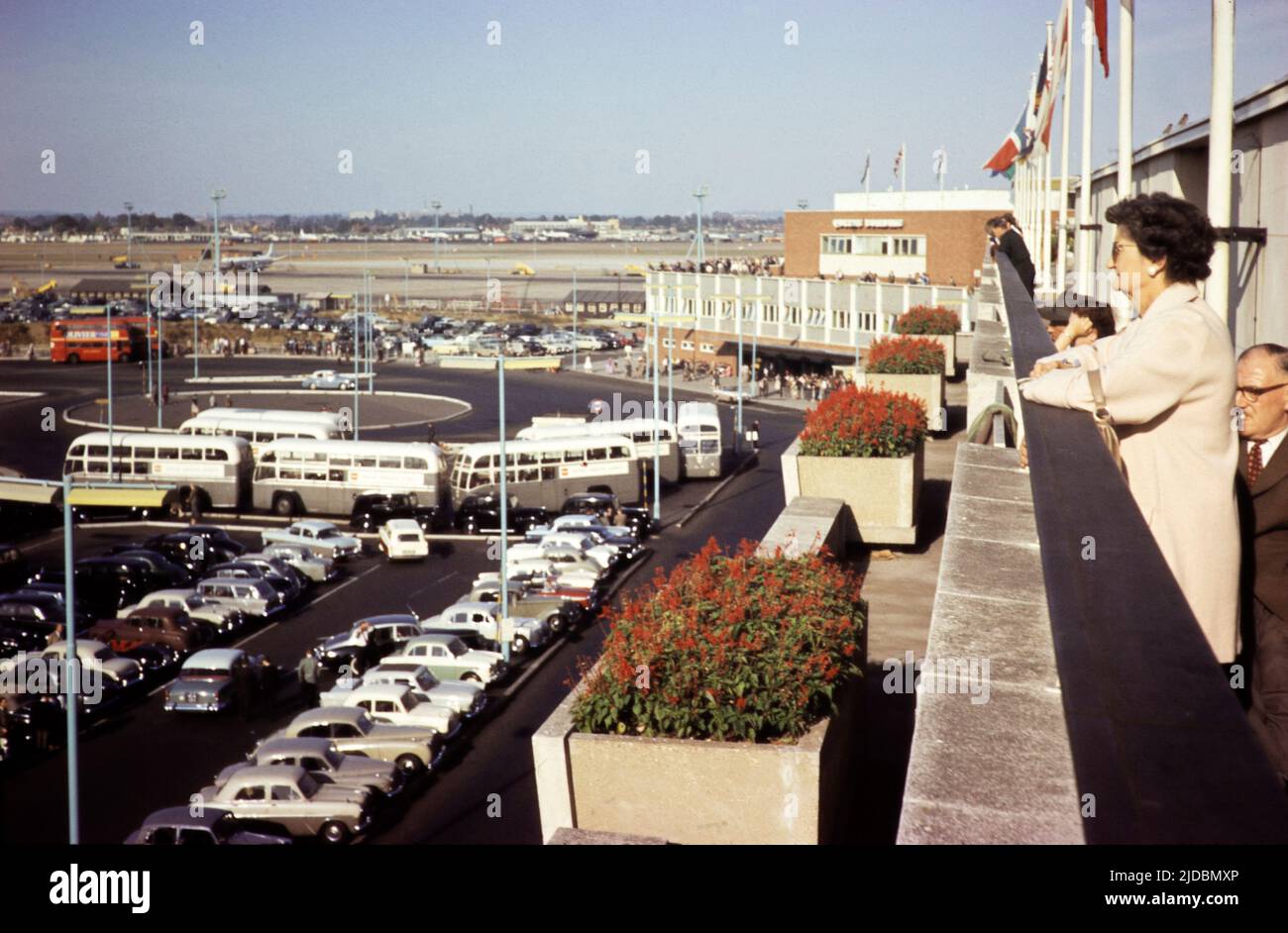 Vehicles in front of Queens Building, Heathrow airport, London, England ...