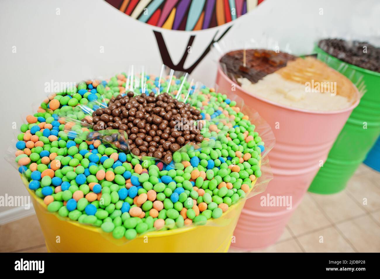 Barrels with sweets in candy shop Stock Photo - Alamy