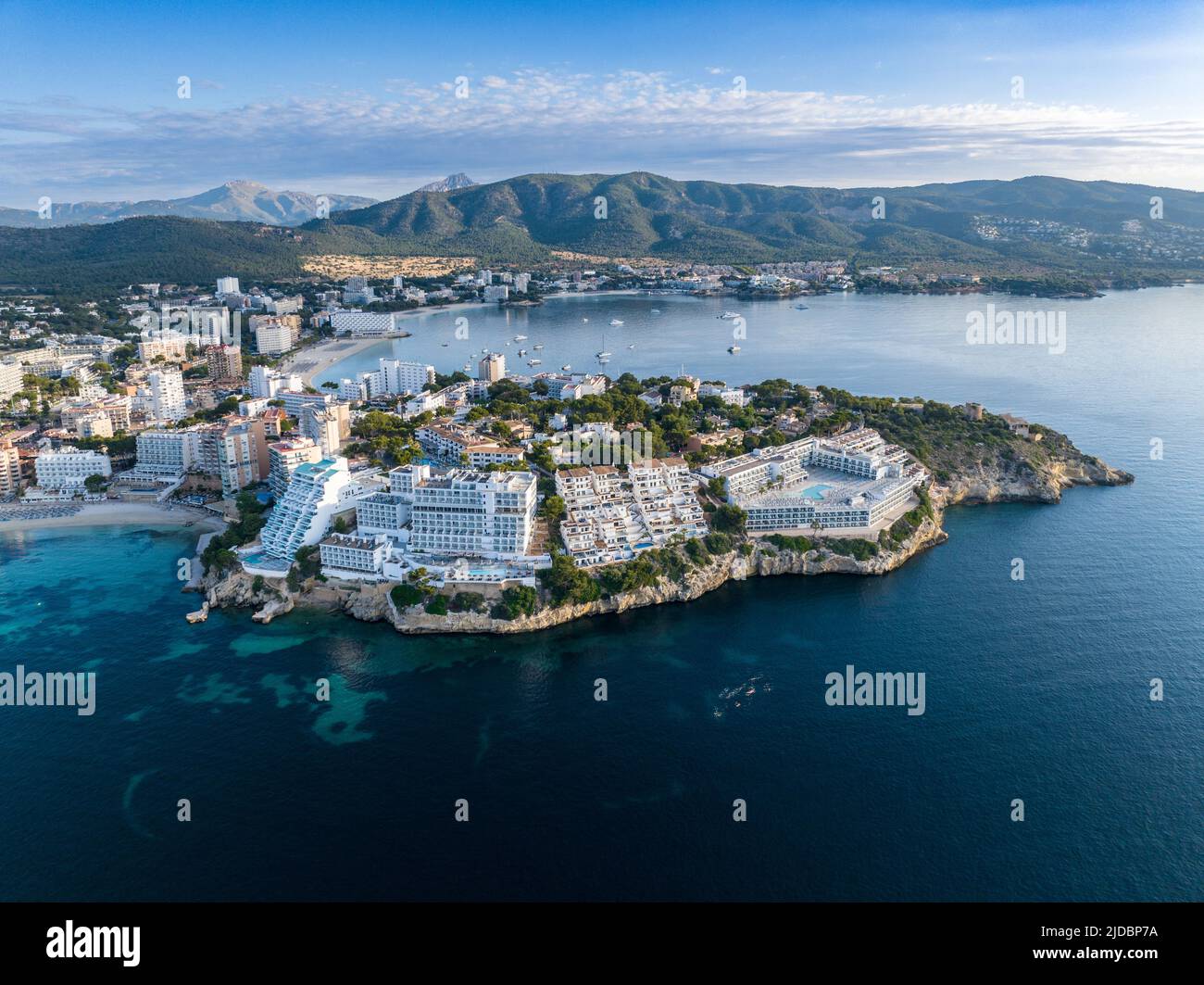Aerial view of Magaluf coastline. Magaluf is a purpose built resort ...