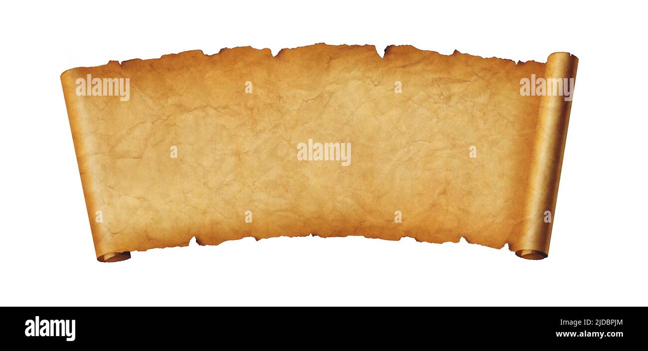 Old paper horizontal banner. Parchment scroll isolated on white ...