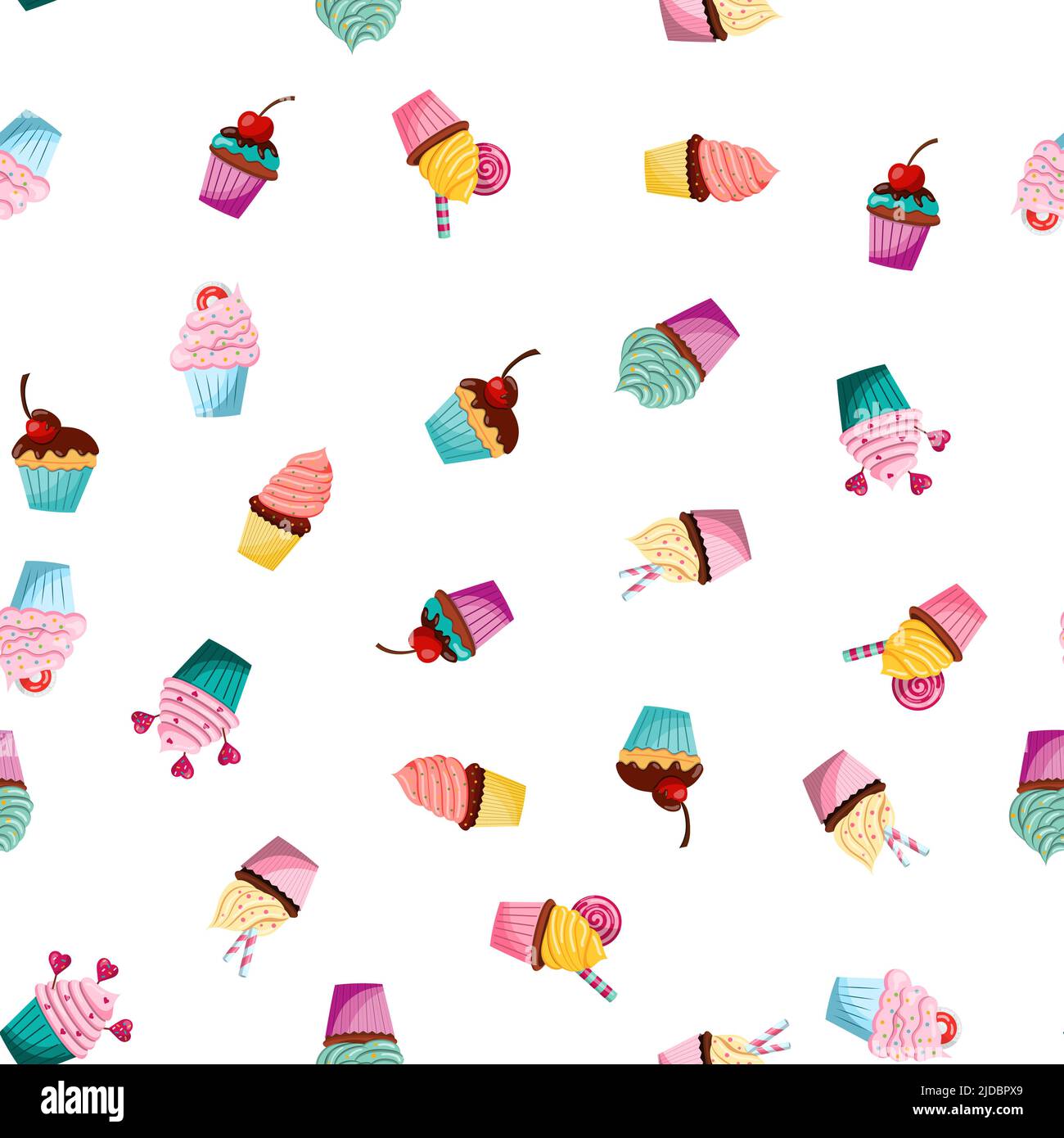 seamless cupcake pattern. vector illustration on a white background ...