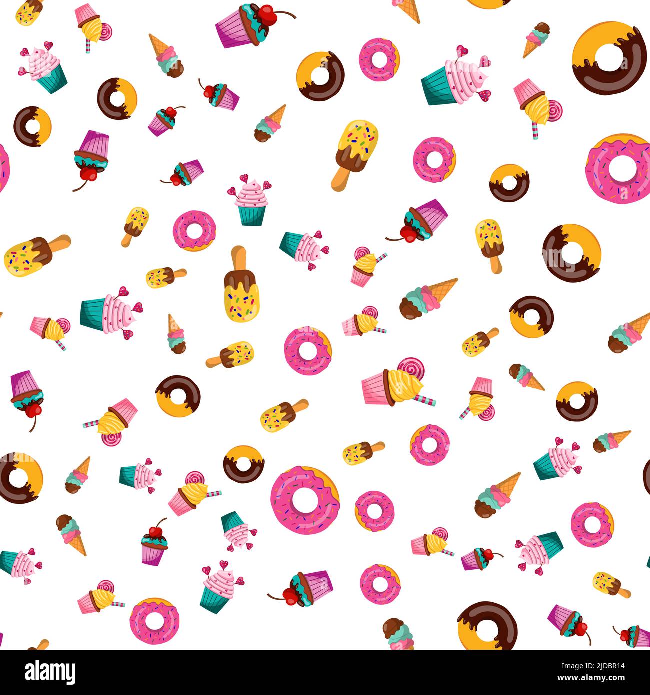 seamless cupcake and ice cream pattern. vector illustration on a white ...