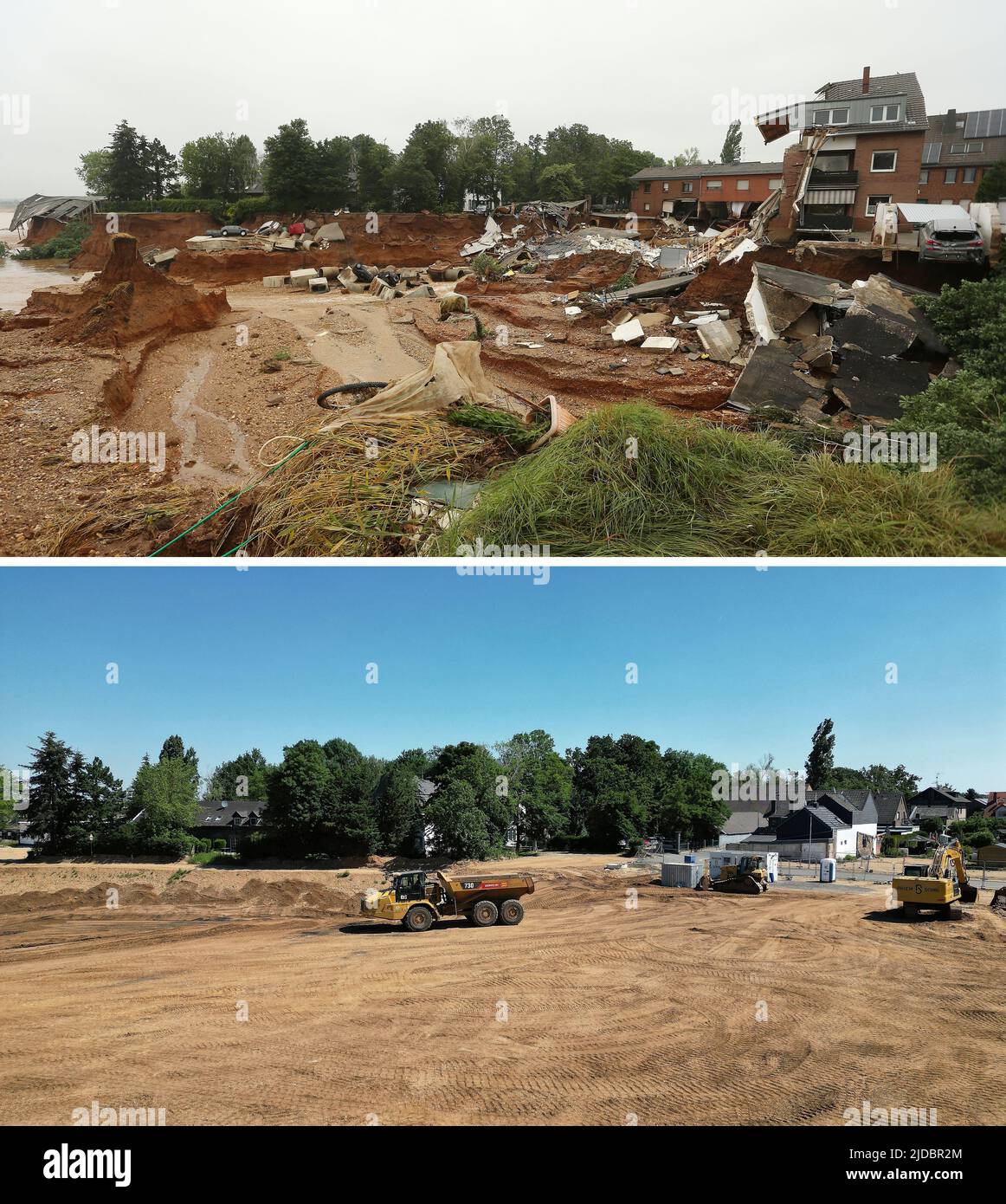 Erftstadt, Germany. 20th June, 2022. KOMBO - Debris of collapsed houses ...