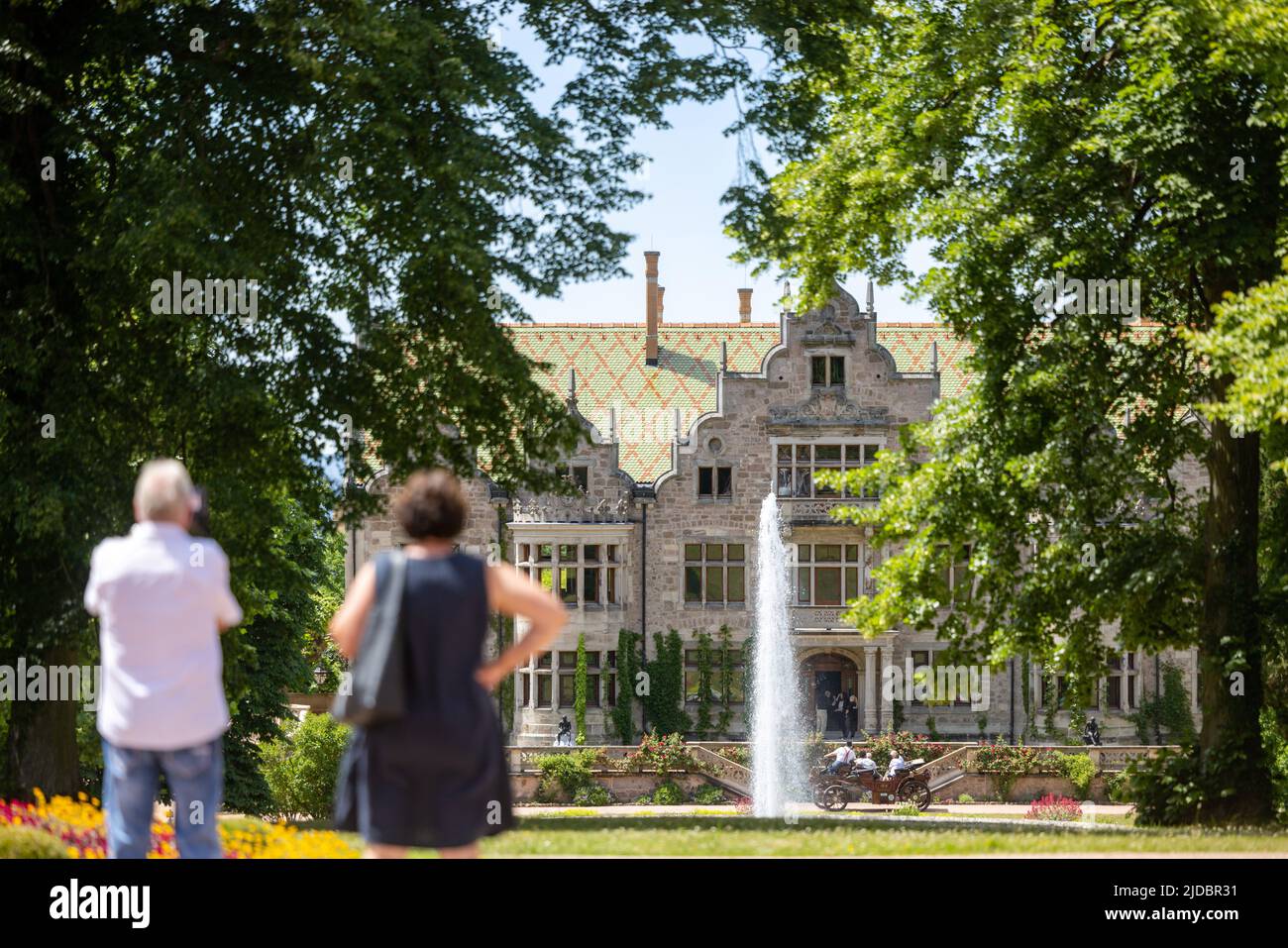 Bad Liebenstein, Germany. 17th June, 2022. A water fountain can be seen ...