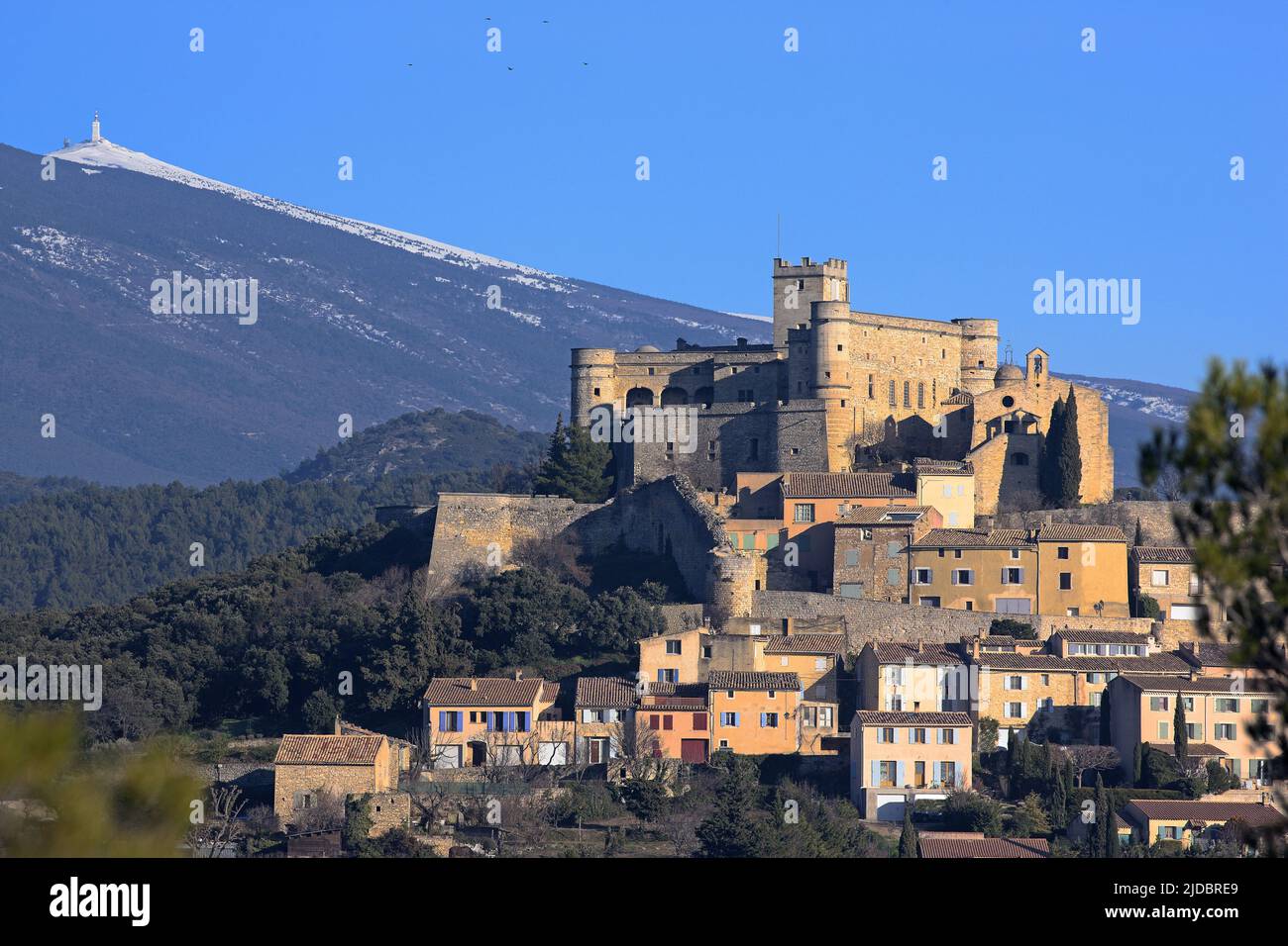 France, Vaucluse The village perched Barroux, Mont Ventoux Stock Photo ...